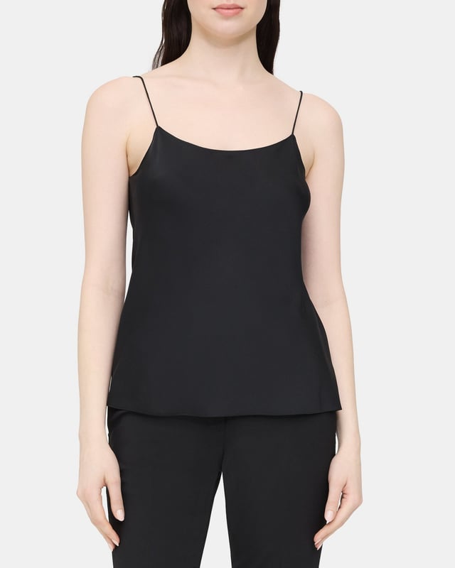 Teah Top in Stretch Silk in Black