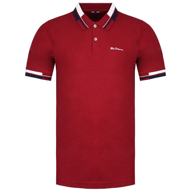 Ben Sherman Mod Stripe Mens Red Polo Shirt