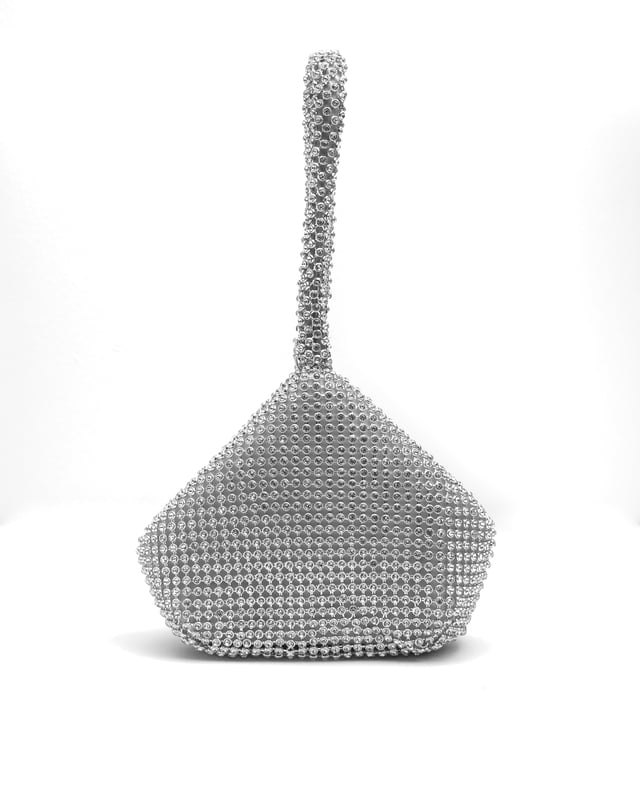 Where's That From Womens Diamante Mini Chainmail Pouch Bag In Silver