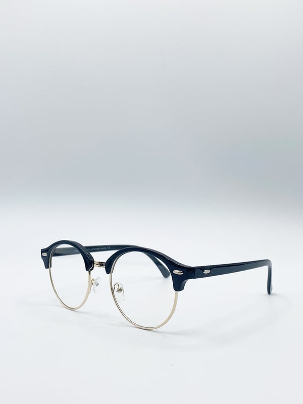 Black Clubmaster Glasses with Clear Lenses