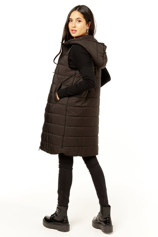 Longline Padded Hooded Gilet