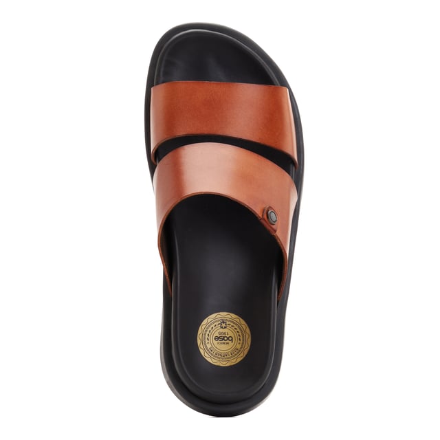 Base London Mens Leto Waxy Tan Leather Slide Sandal