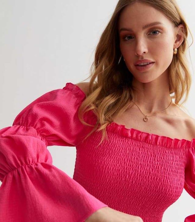 Textured Shirred Top Smock Midi Dress