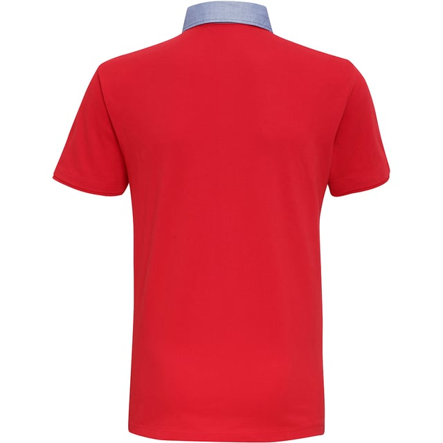 Asquith & Fox Mens Chambray Button Down Collar Polo (Red/Denim)