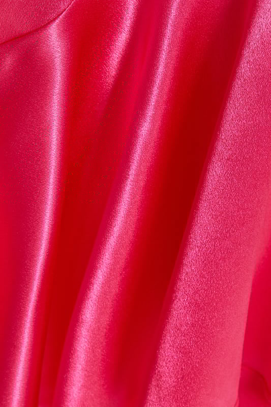 Pink Satin Ruffle Maxi Dress