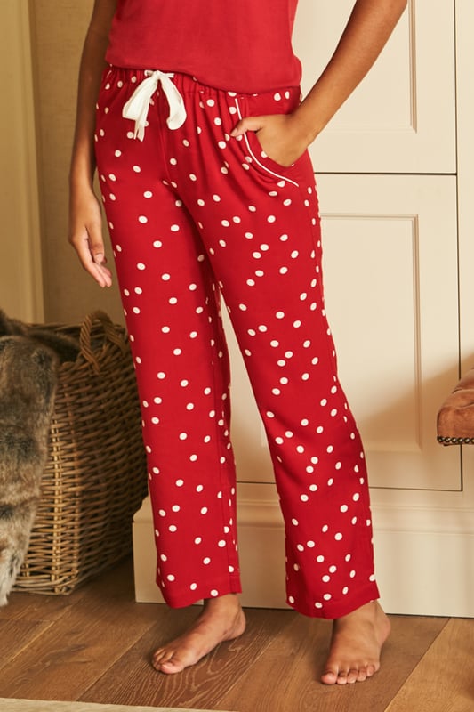 Red & White Spot Print Pyjama Bottoms