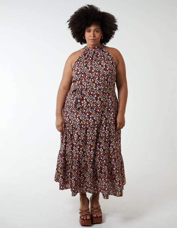 Curve Halter Neck Midi Dress
