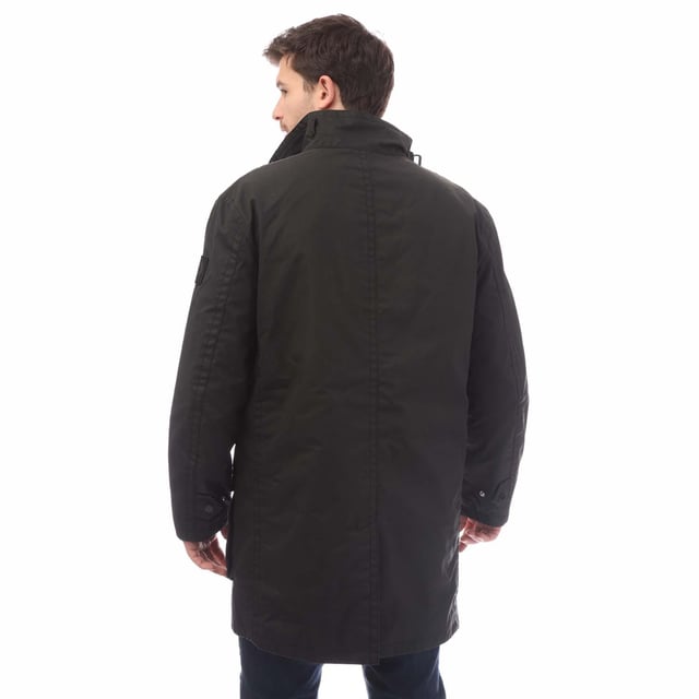 Men's Belstaff Waxed Cotton Service Coat in Black