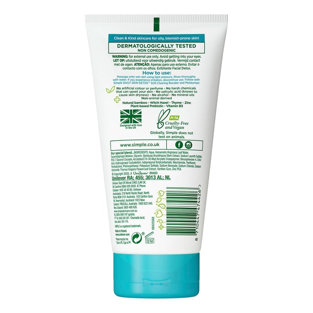 Simple Daily Skin Detox Clear Pore Scrub, 3pk, 150ml