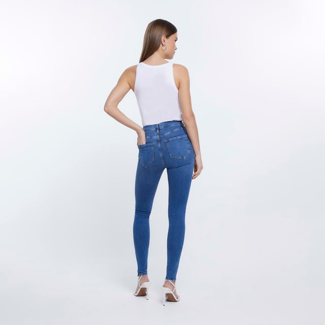 River Island Womens Jeggings Blue High Waisted Pants