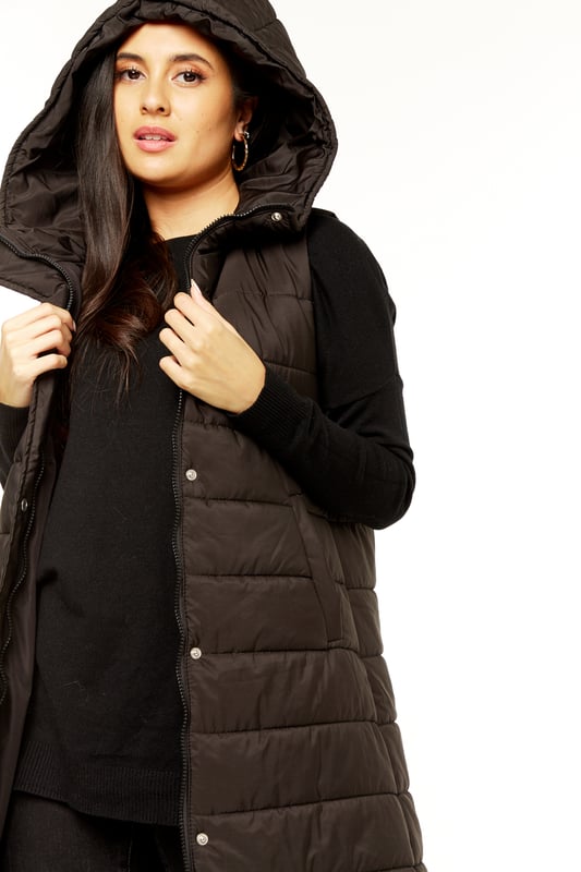 Longline Padded Hooded Gilet