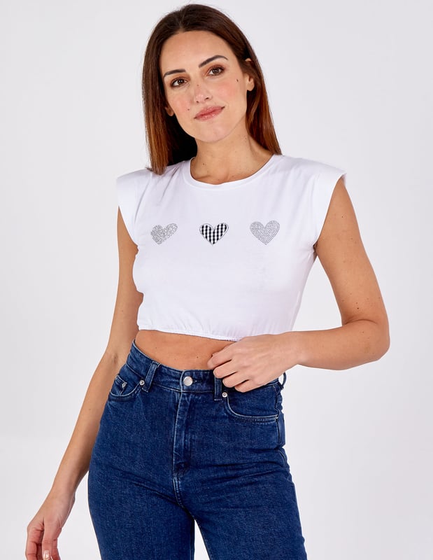 Glitter Heart Crop Top