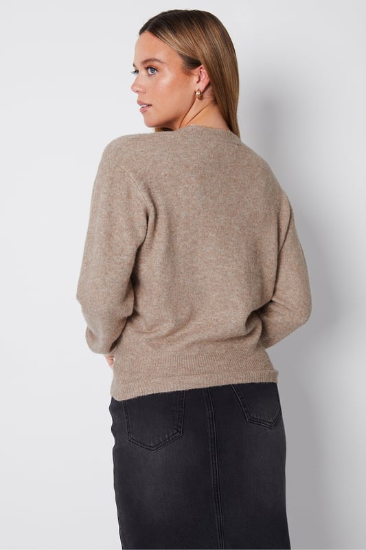 Brown 'Hepburn' Wrap Front Knitted Jumper