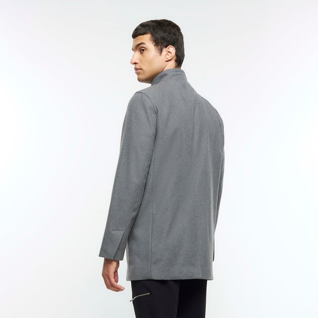 River Island Mens Coat Grey Regular Fit Wool Blend