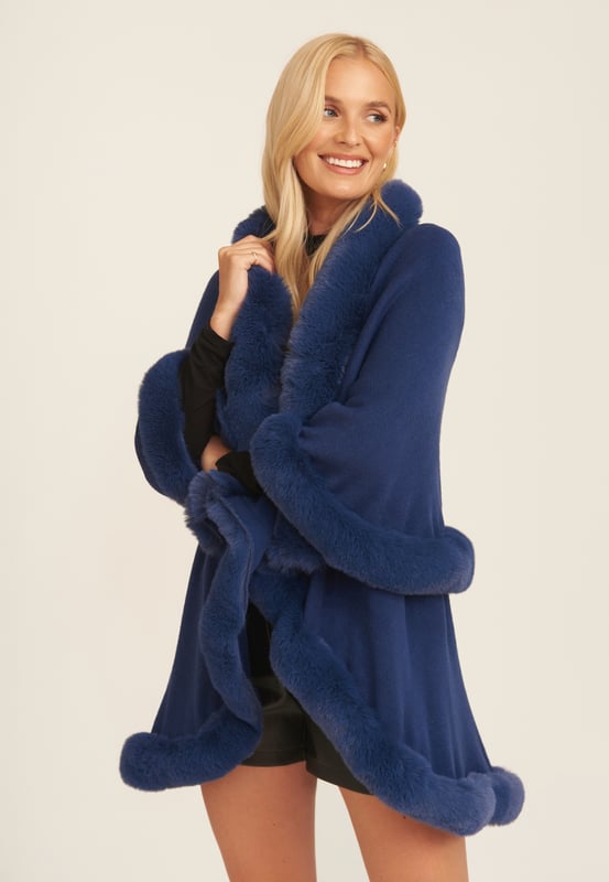 Fur Trim Double Layer Cape