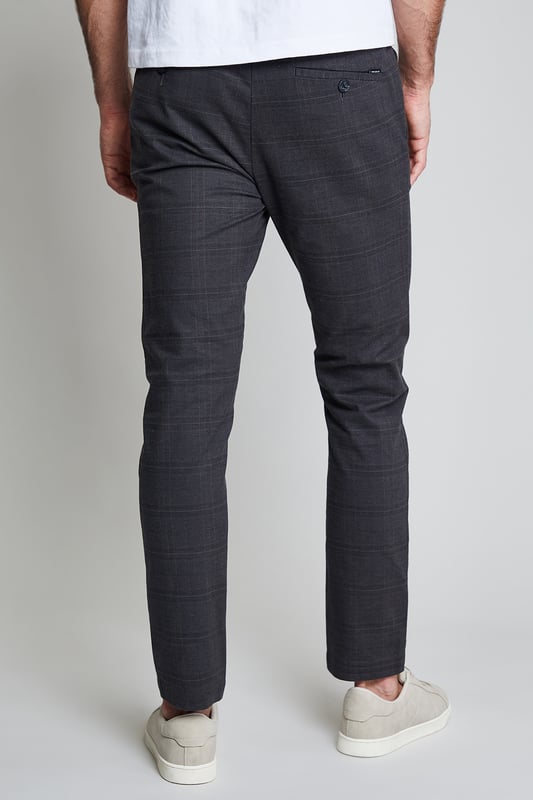 'Azzurro' Luxe Check Chino Trousers with Stretch