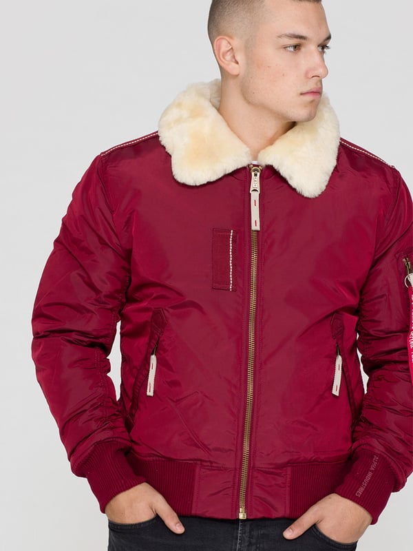 Alpha Industries Men's Injector III Flight Jacket in Burgundy