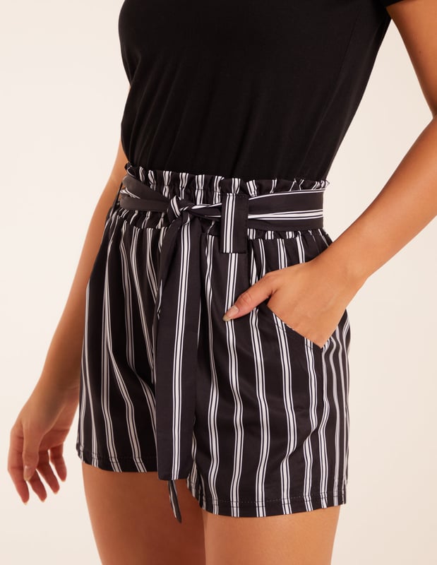 Stripe Belted Shorts