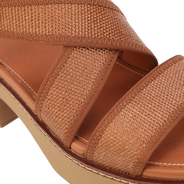 Fit Flop Pilar platformsandalen van stro-raffia voor dames, lichtbruin