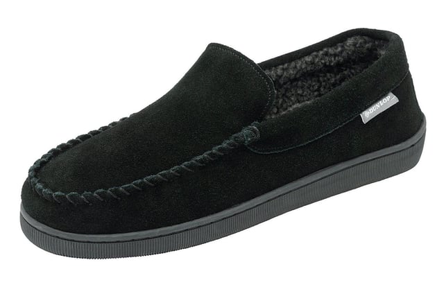 Dunlop Nathan Suede Leather Black Mens Slippers