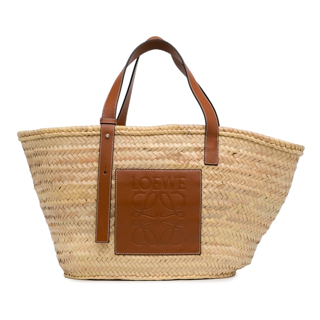 Vintage LOEWE Large Raffia Basket Bag Brown