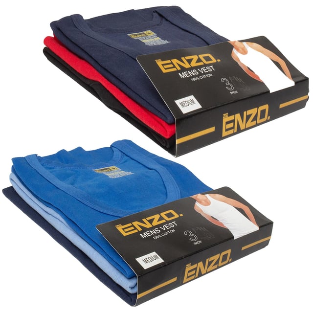 Enzo | Mens Vests 3 Pack - Randomly chosen colours