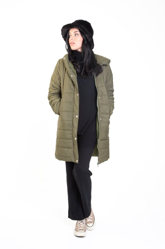 Longline Padded Jacket with Hood