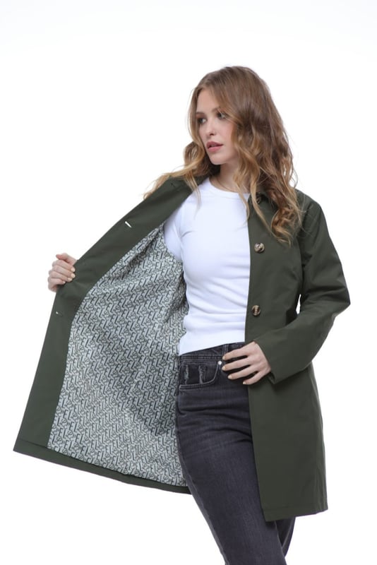 Jennifer Single Breasted Basic Mac in Forest Night Green