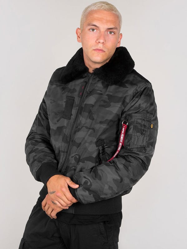 Alpha Industries Men's Injector III Flight Jacket in Black Camo