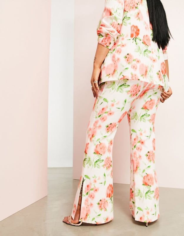 ASOS LUXE Curve suit trouser in floral print-Multi
