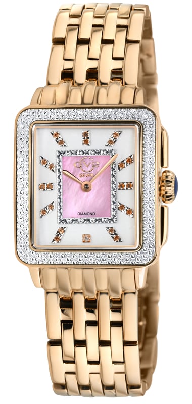 GV2 Womens Padova Gemstone Pink Mother of Pearl Dial Swiss Quartz ...