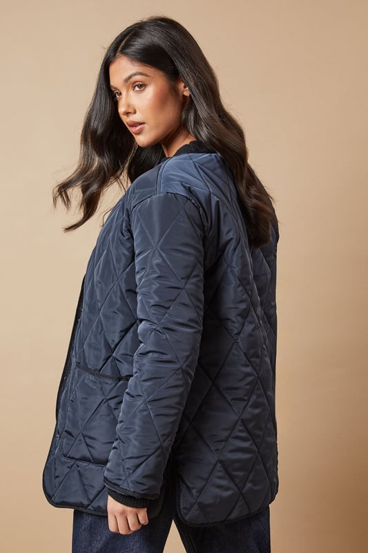 Short Quilted Diamond Padded Coat