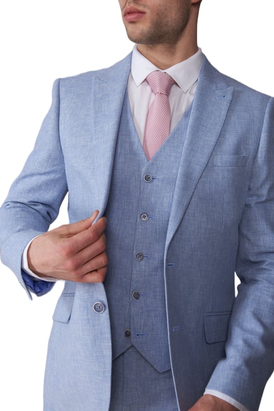 Cameron Harry Brown Pale Blue Three Piece Linen Suit