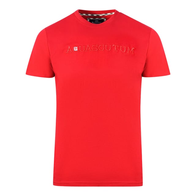 Aquascutum Brand Embossed Logo Red T-Shirt
