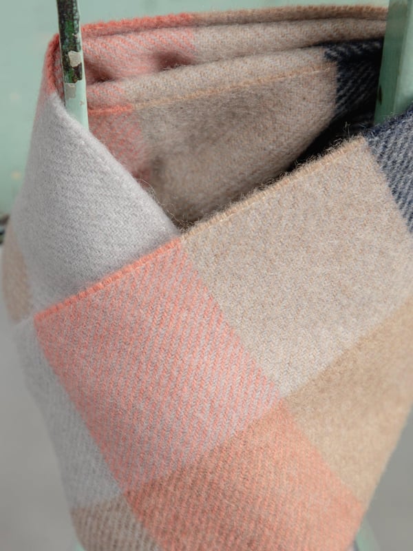 The Cashmere Check Scarf-Salmon Check