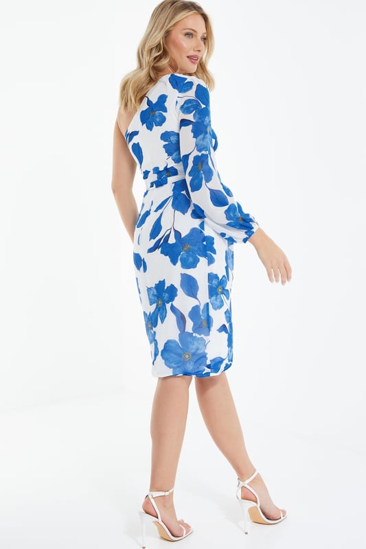 Blue Floral Chiffon Dress