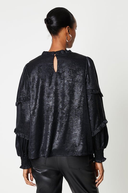 Foil Frill Long Sleeve Top