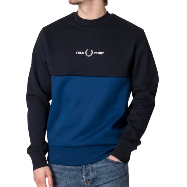 Fred Perry Farbblock-Sweatshirt in Kobaltblau