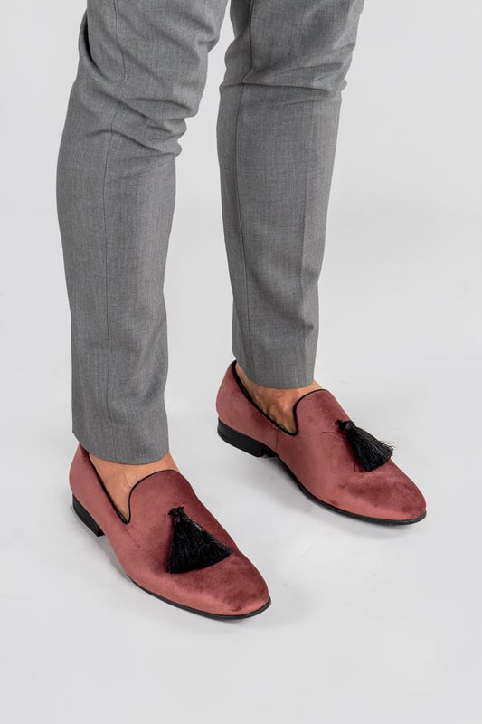 Jacob Salmon Velvet Loafers