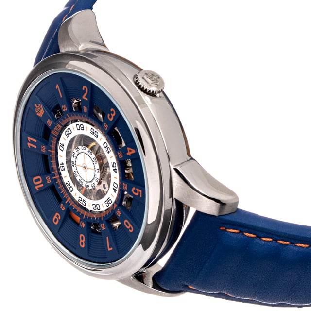 Reign Monterey Skeletonized Leather-Band Watch