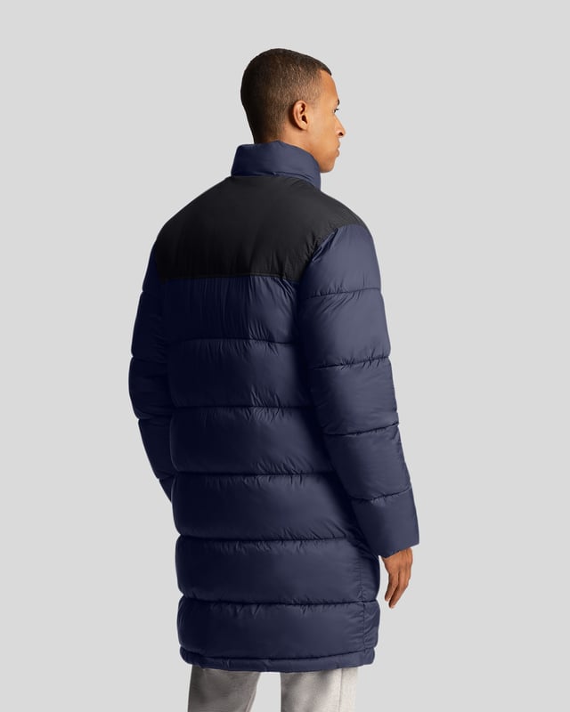 Lyle & Scott – Lange, wattierte Pufferjacke in Marine