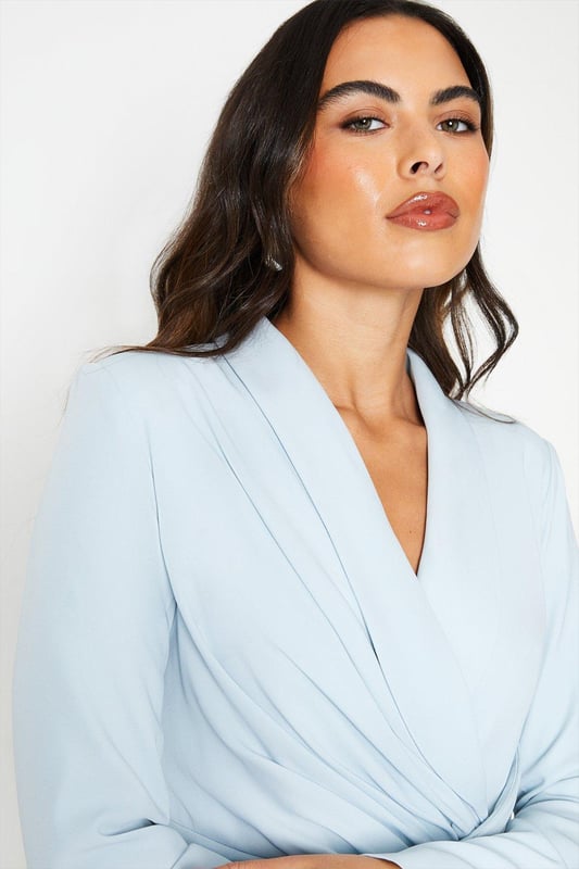 Crepe Wrap Tailored Dress
