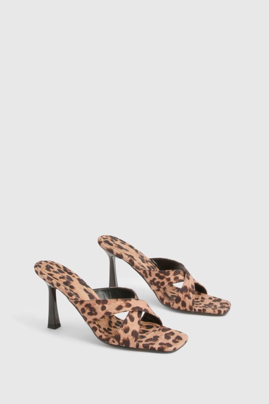 Leopard Crossover Heeled Mules