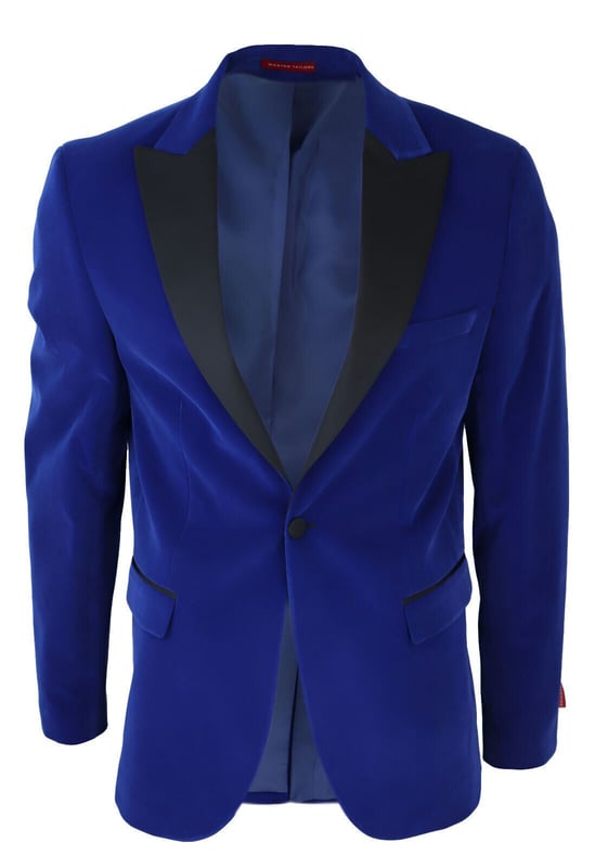Mens Blue Velvet Dinner Tuxedo Suit Jacket Blazer