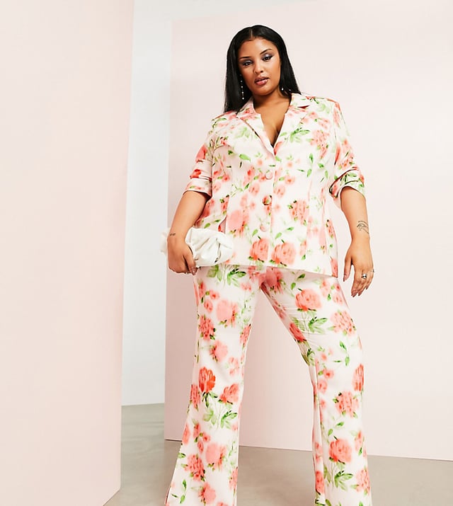 ASOS LUXE Curve suit trouser in floral print-Multi
