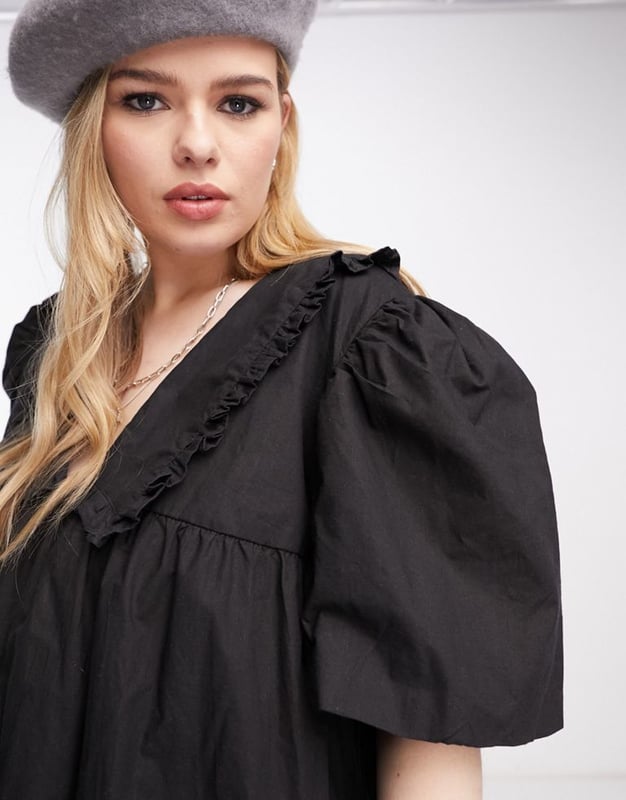 Reclaimed Vintage inspired Plus mini tea dress in black