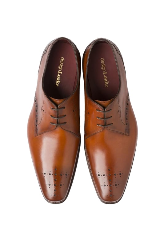 Loake Design Hannibal Calf Punched Derby Shoe Chestnut