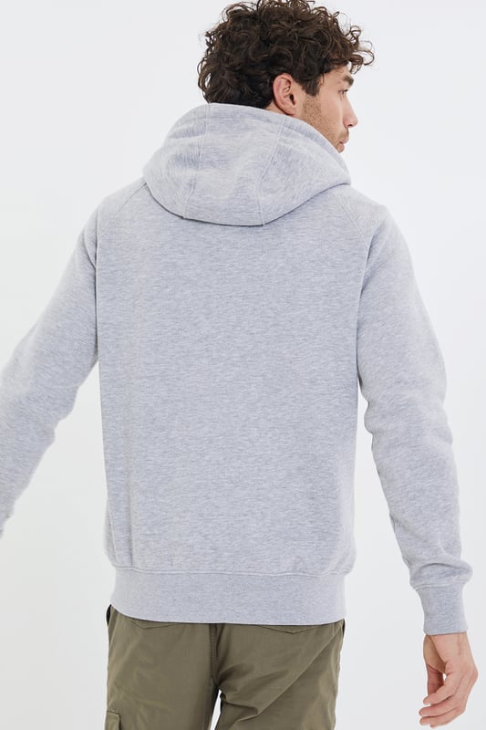 Grey 'Radium' Snood Zip Through Hoodie