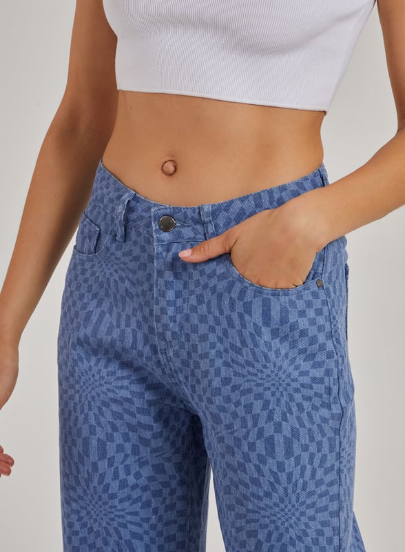 Retro Checkered Jeans
