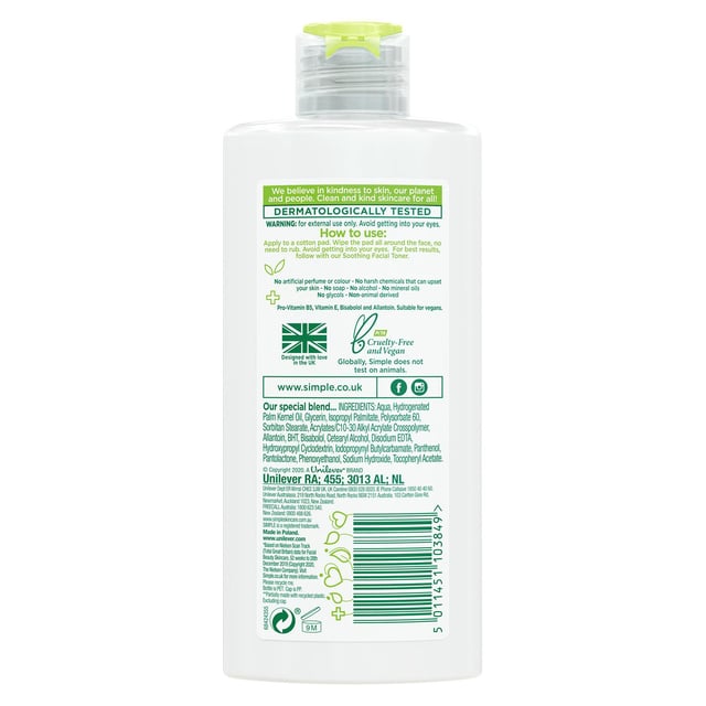 Simple Kind To Skin Purifying Cleansing Lotion, 3x200ml